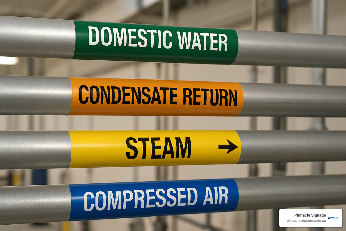 Beginner’s Guide to Adhesive Pipe Markers — Pinnacle Signage