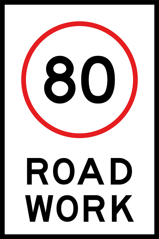 80 Roadwork (Portrait), 900 x 600mm Boxed Edge, Metal Class 1 REFL ...