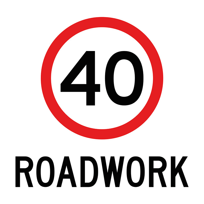40km/h Roadwork, Multi Message 600 x 600mm Corflute, Class 1 REFL ...