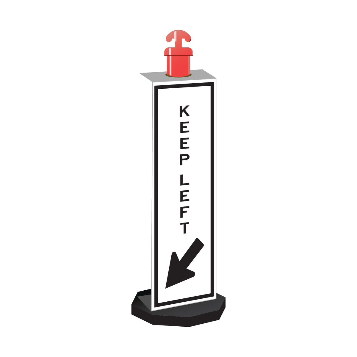 Corflute Bollard Sign, Keep Left (With Arrow), 1200 x 300mm — Pinnacle ...