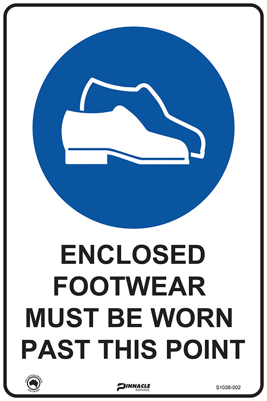 Enclosed Footwear Must Be Worn Past This Point — Pinnacle Signage