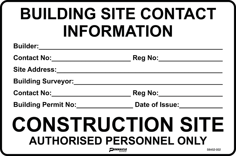 Building Site Contact Information — Pinnacle Signage