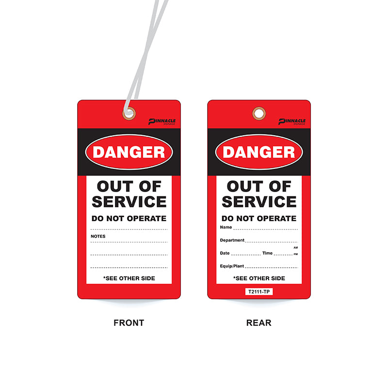 Danger Out Of Service Do Not Operate Tag, 75 x 145mm Water & Tear Proo ...