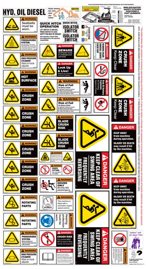 Machinery Sticker Kit Mini Excavator 8T — Pinnacle Signage