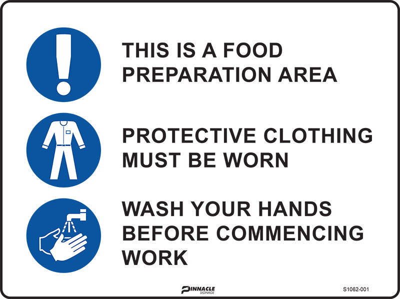 This Is A Food Preparation Area etc... (With pictos) — Pinnacle Signage