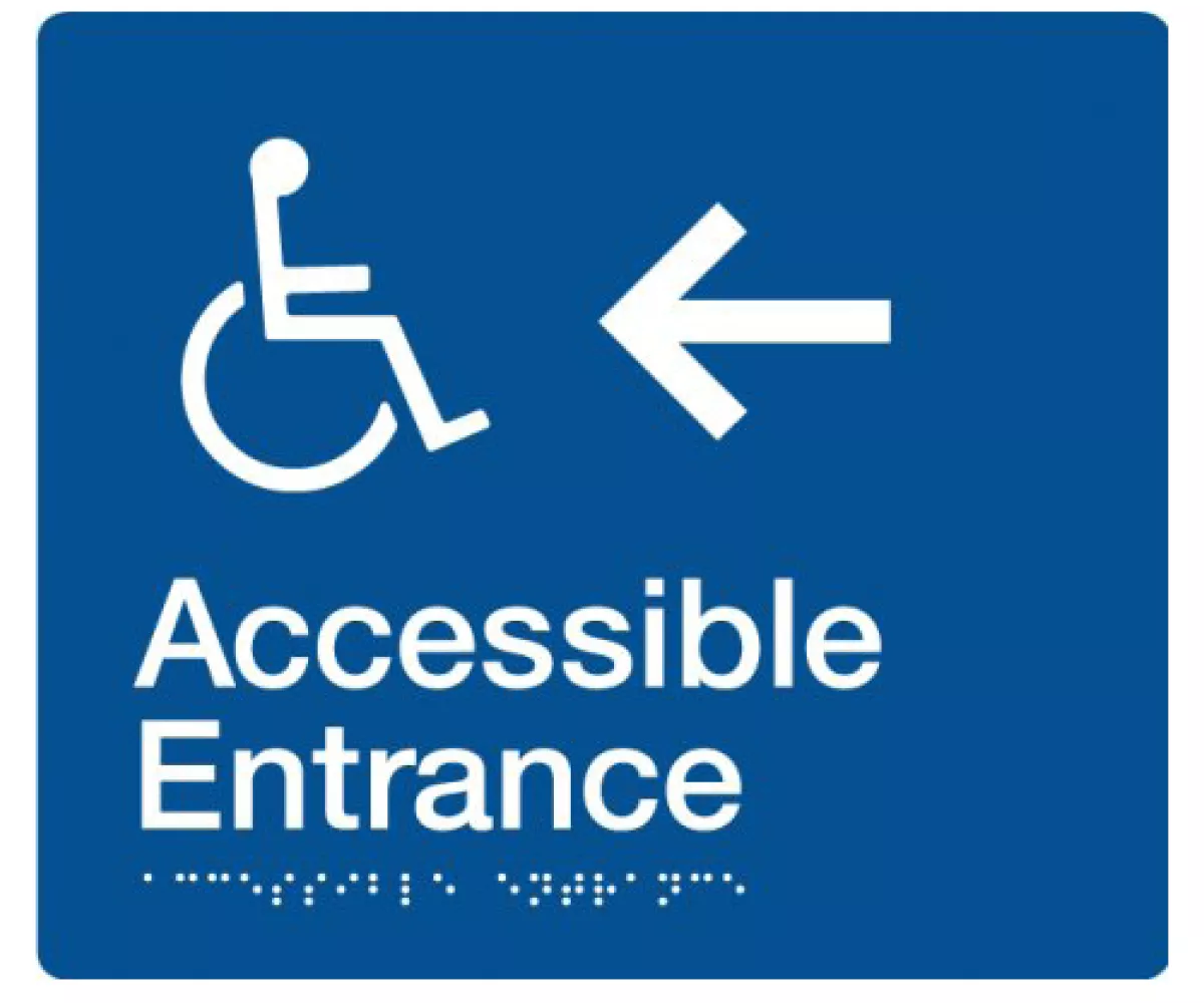 Braille Sign, Wheelchair Accessible Entrance Left, 210 x 180mm, BL ...