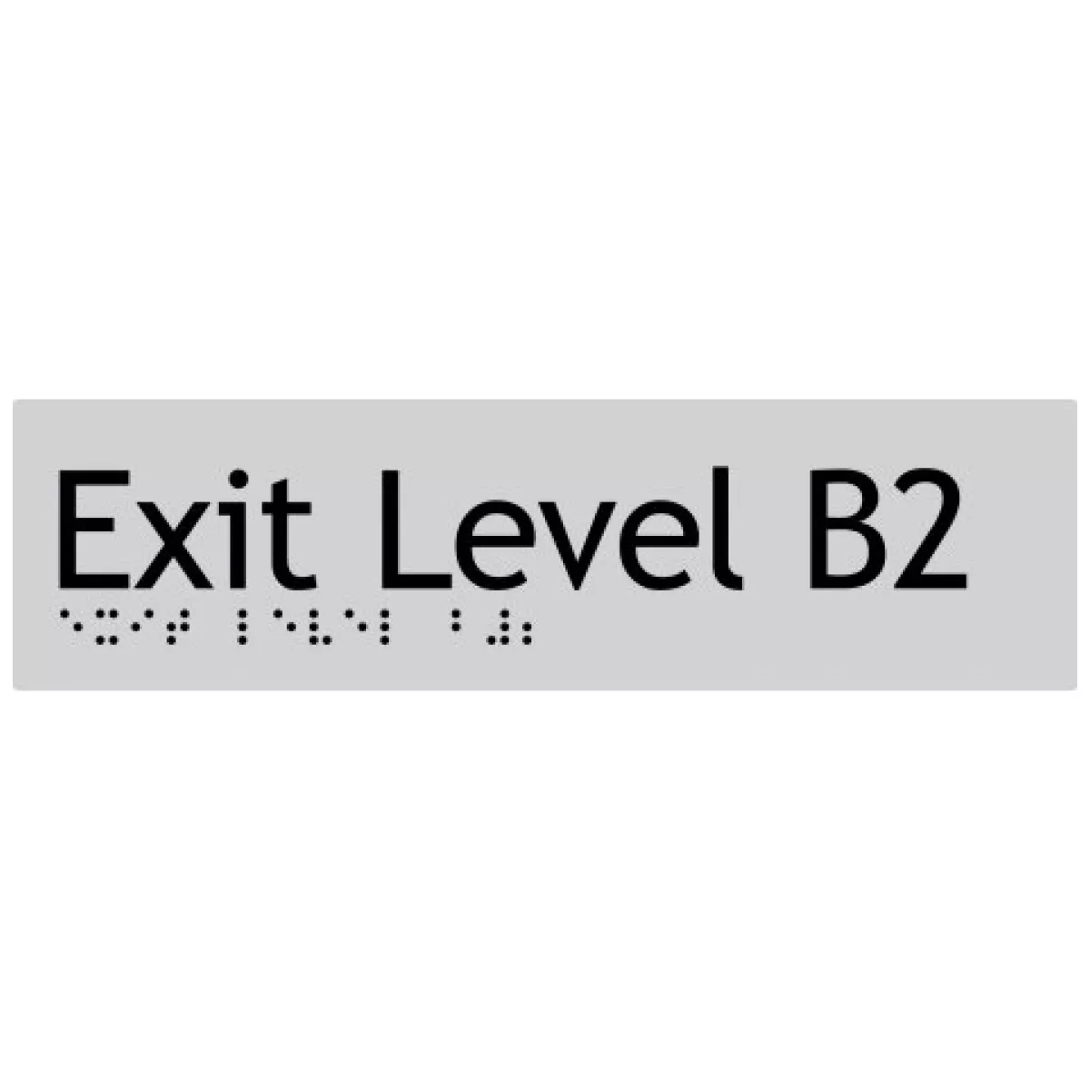 Braille Sign, Exit Level Basement 2, 180 X 50mm, Silver/Black PVC ...
